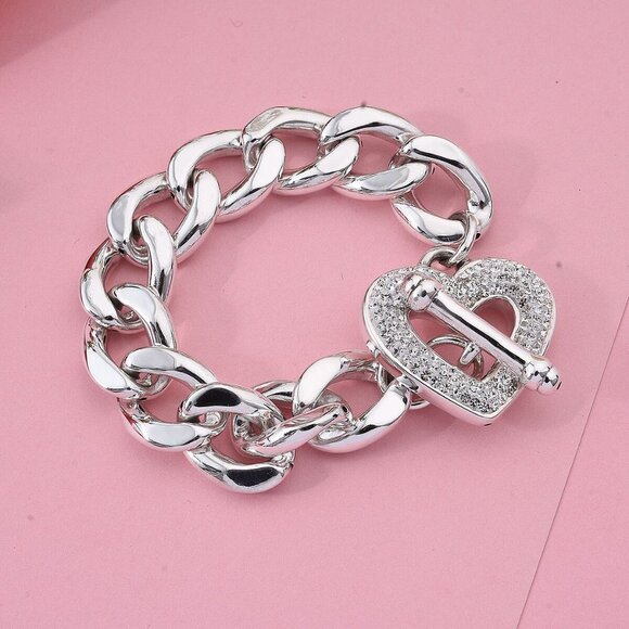 Jewelry | White Crystal Heart Bracelet In 925 Sterling Silver 725 In ...